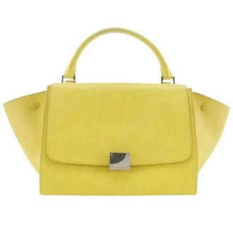 Celine Sac &agrave; main trap&egrave;ze Pre-owned en cuir de veau petit mod&egrave;le - Femme - Pre-owned - Jaune - Taille: ONE Size
