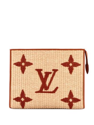 Louis Vuitton pochette Voyage Monogram Giant Raffia MM - Marron