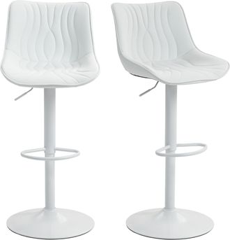 HOMCOM 2er-Set Barhocker, Barst&uuml;hle, Stahlgestell, h&ouml;henverstellbar 92-110 cm, Hochst&uuml;hle mit R&uuml;ckenlehne und Fu&szlig;st&uuml;tze, modernes Design, Sitz aus Polyuretha