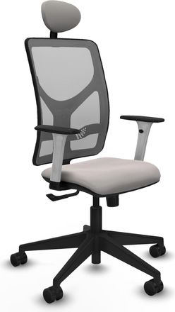 Piqueras y Crespo B&uuml;rostuhl in Grau und Wei&szlig;, mit wei&szlig;en und schwarzen Armlehnen, h&ouml;henverstellbare Lendenwirbelst&uuml;tze und festes Kopfteil, ausgestattet mit 3 Positione
