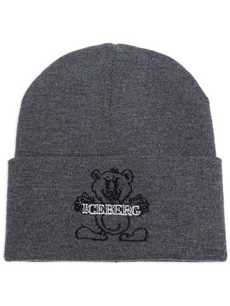 Iceberg bonnet en laine &agrave; logo brod&eacute; - Gris
