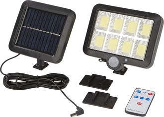 Easymaxx LED-Solarstrahler mit Bewegungsmelder | Mit Dämmerungssensor und separatem Solarpanel zum Anbringen an der Hauswand, am Carport etc. | Inkl. Fernbedie