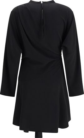 Ganni Draped-Knot Crepe Dress - Black