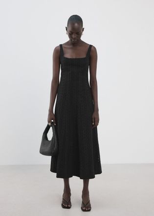 Mango Robe &eacute;vas&eacute;e ajour&eacute;e et brod&eacute;e noir - Femme - XS - MANGO