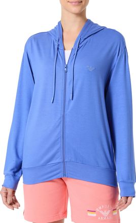 Emporio Armani Damen Hoodie Zip Sweatshirt T-Shirt, Lapislazuli, 38