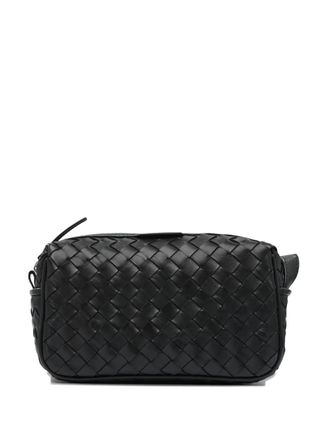 Officine Creative trousse de toilette en cuir &agrave; design tress&eacute; - Noir