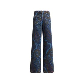 Etro Jean Large Imprim&eacute; Cachemire - Femme - Jeans - Bleu - Taille: W28