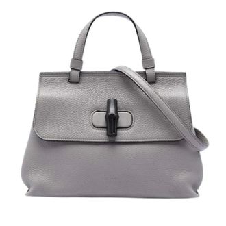 Gucci Sacoche &agrave; fermoir pivotant en bambou doccasion - Femme - Pre-owned - Gris - Taille: ONE Size