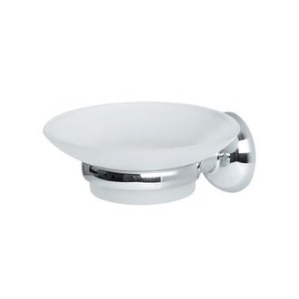 Spirella 11x12x4, Grau Collection Campagne, Seifenschale mit Halterung, verchromtes Metall und Glas