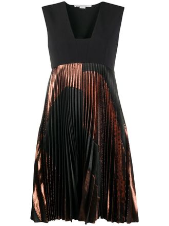 Stella McCartney robe courte pliss&eacute;e &agrave; effet m&eacute;tallis&eacute; - Noir