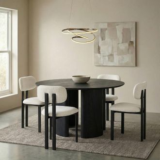 IDIMEX ARVIKA/Franca Essgruppe mit Tisch und 4 St&uuml;hlen, Schwarz/Wei&szlig; - Esstisch rund 120 cm, robuste Pflegeleichte Tischplatte, Esszimmerm&ouml;bel Set inklusive 