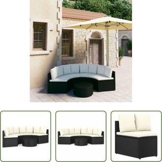 vidaXL Poly Rattan - 5-tlg. Garten-Sofagarnitur mit Auflagen Poly Rattan Schwarz