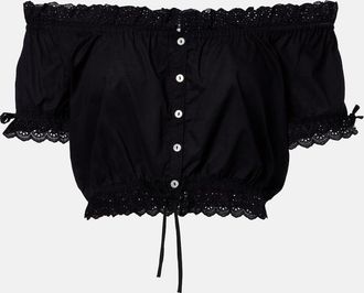 Poupette St Barth Top court Nala en coton &agrave; broderie