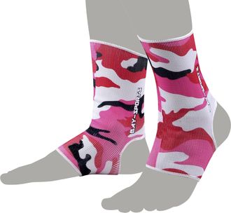 Bay Sports Camouflage 2X elastische Fußbandagen (pink schwarz, S) Fußgelenkbandagen 1 Paar schwarz