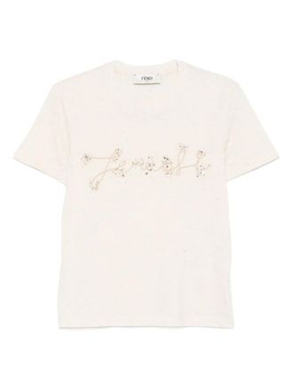 Fendi t-shirt &agrave; ornements de sequins - Tons neutres