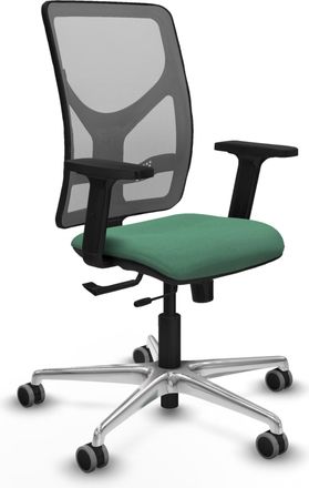 Piqueras y Crespo Verstellbarer Stuhl mit Rollen, 2D-Armlehnen, h&ouml;henverstellbare Lendenwirbelst&uuml;tze, ausgestattet mit Syncro/Traslack und Schneideschaum, Grau/Smaragdg