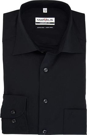 Marvelis Herren Businesshemd Langarm Comfort-Fit,Einfarbig,New Kent,schwarz 68,45