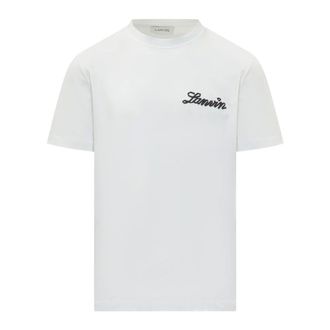 Lanvin Homme, Tops, Blanc, Taille: XS T-shirt en coton brod&eacute;