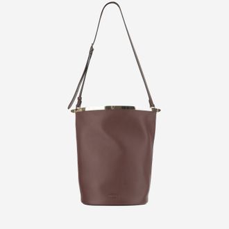 Tod's Womens Small Leather Bucket Bag Brown Calfskin Handbags Hand