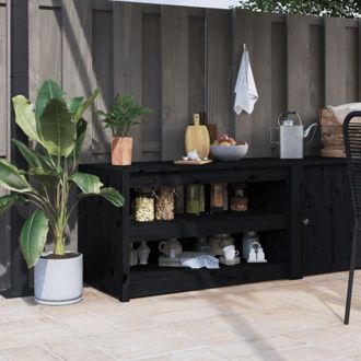 vidaXL Armoire de cuisine dext&eacute;rieur noir 106x55x64cm bois pin massif