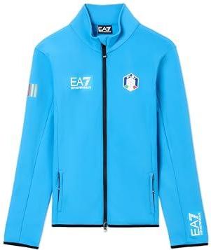 Emporio Armani EA7 7M001206 Sweat zipp&eacute; Collection Fisi en tissu Powerstretch pour homme, Ibiza Blue Fisi, XL