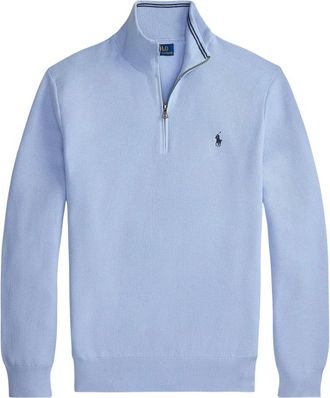 Polo Ralph Lauren Homme, Pulls, Bleu, Taille: M Pull en coton maille ajour&eacute;e avec quart de fermeture &eacute;clair