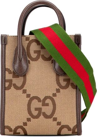 Gucci Hobo Bags - Mini Jumbo GG Canvas Web Satchel - Gr. unisize - in Braun - f&uuml;r Damen