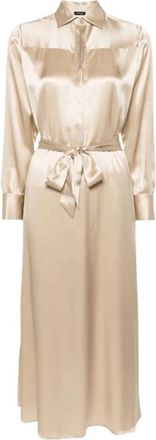Kiton Klassischer Hemdblusen-Shirtdress aus Seide - - Dresses - Damen - Beige - M