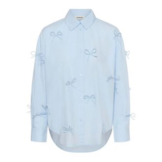 Soaked In Luxury SLJoa Bow Shirt LS - Femme - Blouses et Chemises - Bleu - Taille: 40 FR
