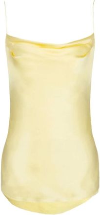 Balmain Femme, Tops, Jaune, Taille: 36 FR Top en satin de soie &agrave; fines bretelles