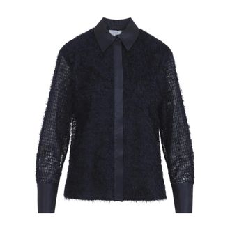 PESERICO Fil coup&eacute; Jacquard-Hemd - - Blouses & Shirts - Damen - Blau - XS