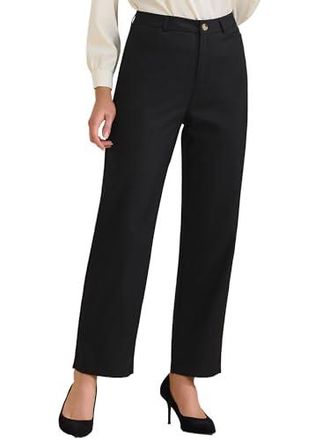Allegra K Pantalon Long Femme Taille Haute Style Formel Et D&eacute;contract&eacute; Id&eacute;al pour Le Travail Ou Le Bureau Noir L