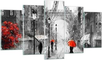 Arttor Wandbilder Dekoration Wohnzimmer Paris Stadt Zuhause Mehrteilige Bilder auf Glas 160x85cm Glasbild Schlafzimmer Küche Set 5 teilige Wand Kunstdruck Ar