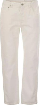 Brunello Cucinelli Femme, Jeans, Blanc, Taille: 40 FR Pantalon 5 Poches en Coton