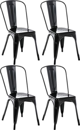 Clp 4er Set St&uuml;hle Benedikt I Metallst&uuml;hle stapelbar und pflegeleicht I Stapelst&uuml;hle bis 200 kg belastbar I Sitzh&ouml;he 44 cm, Farbe:schwarz