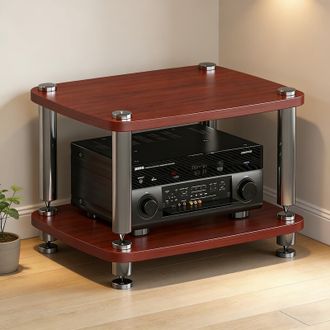 Generic HiFi Regal 4-stufiges Stereo-St&auml;nder, HiFi-Lautsprechergeh&auml;use Mit Vibrationsd&auml;mpfung, Modernes Stereo-Rack Aus Holz for Gaming, Besprechungsr&auml;ume, Wo