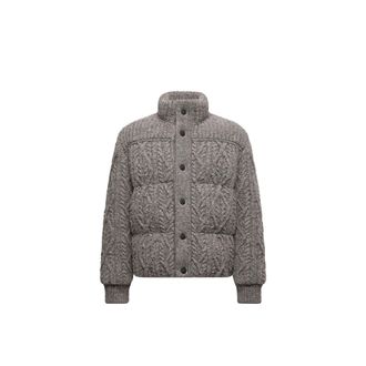 Moncler Moncler Doudoune Courte En Tweed De Laine Ellesmere, Homme, Gris, Taille: Xl