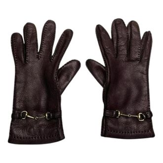Gucci Gants en cuir Pre-owned - Femme - Pre-owned - Brun - Taille: ONE Size