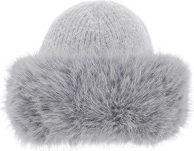 Queen Helena Chapeaux dhiver en Fausse Fourrure pour Femme CP07 Gris, Taille Unique