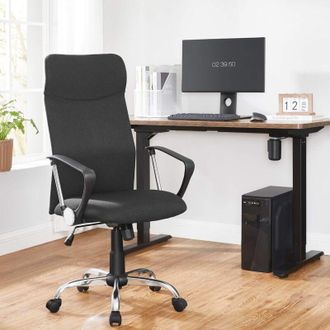 Songmics Fauteuil de Bureau, Chaise Ergonomique, Si&egrave;ge Pivotant, Assise Rembourr&eacute;e, R&eacute;glable en Hauteur et Inclinable, Capacit&eacute; de Charge 120 kg, Noir