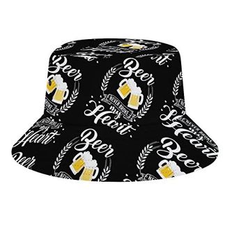 Generic La Bière na Jamais Brisé Mon Coeur-1 Bob Chapeaux Respirant Chapeaux De Pêcheurs Anti-UV Visière Capeline pour Hommes Loisirs Plage