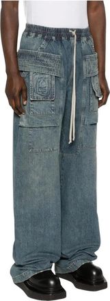 Rick Owens Homme, Jeans, Bleu, Taille: M Creatch Wide Cargo Drawstring