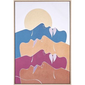 Beliani Leinwandbild Mehrfarbig Stoff Canvas MDF-Platte 63x93 cm Rechteckig mit Schattenfugenrahmen Abstrakt Gesichtsmotiv Modern Wohn- & Schlafzimmer