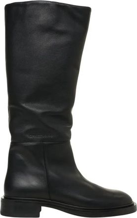 Copenhagen Stiefel - Knee-High Black Leather Copenaghen Boots With Mini - Gr. 36 (EU) - in Schwarz - für Damen