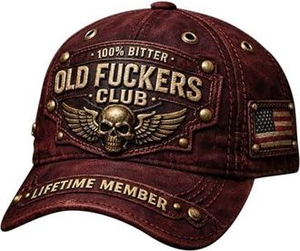 Generic Old Fuckers Club Casquette de baseball vintage, chapeau r&eacute;glable vieilli 100 % Bitter Lifetime Member brod&eacute;, unisexe, chapeau r&eacute;tro cadeau pour homme 