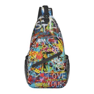 AOOEDM Sling Bag Crossbody Reise Wandern Brust Rucksack Schulter Daypack für Damen Herren (Kompatibel mit Graffiti Wall Art)