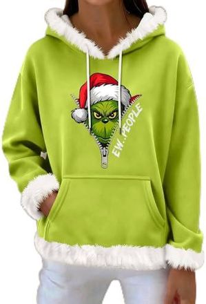 Generic Le Grinch Sweat Femme A Capuche Chaud Adulte De Pyjama Pilou Christmas Plaid Polaire Sweatshirts Hiver Vêtements Vetement Pulls Femmes Costume Pull Sw