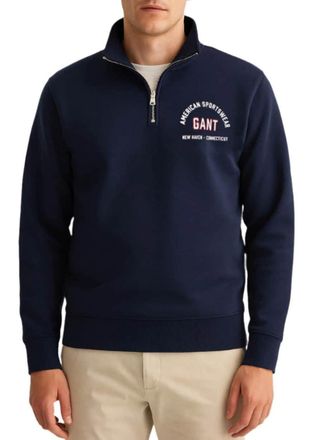 GANT Herren Printed Graphic Half Zip Sweatshirt, Evening Blue, 4XL