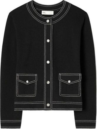 Tory Burch Femme, Pulls, Noir, Taille: 40 FR Hautstitch Wool Cardigan