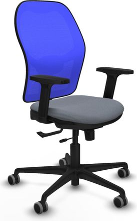 Piqueras y Crespo B&uuml;rostuhl mit 2D-Armen, h&ouml;henverstellbare Lendenwirbelst&uuml;tze, ausgestattet mit Syncro/Traslack und Schaumstoff, Blau/Grau